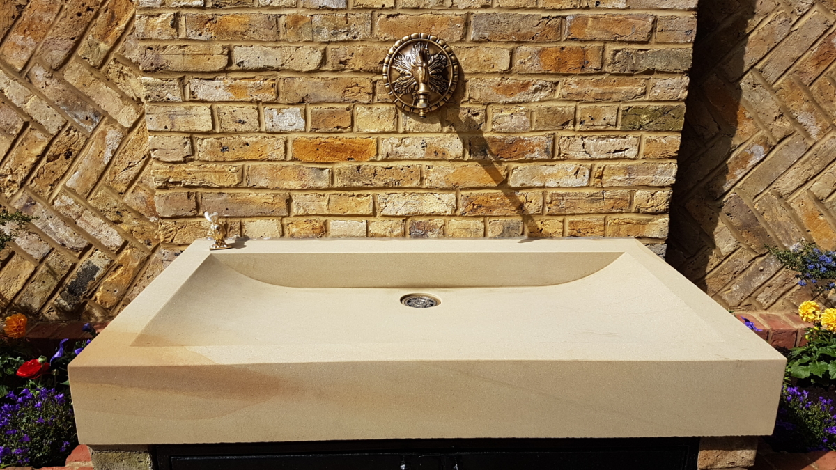 Bespoke sink, with steps and paving stone to match! - Bingley Stone